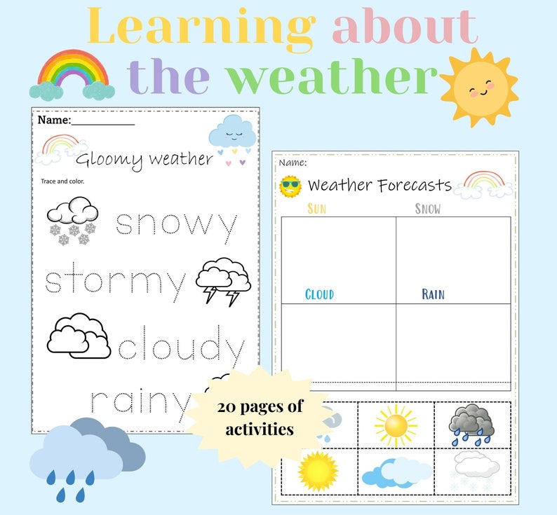 Weather Activity Worksheets Printable Weather Vocabulary Worksheets for ...
