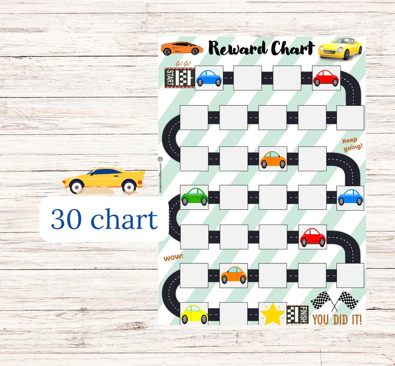 Race Car Reward Chart Printable Race Car Driver Sticker Good Behavior ...