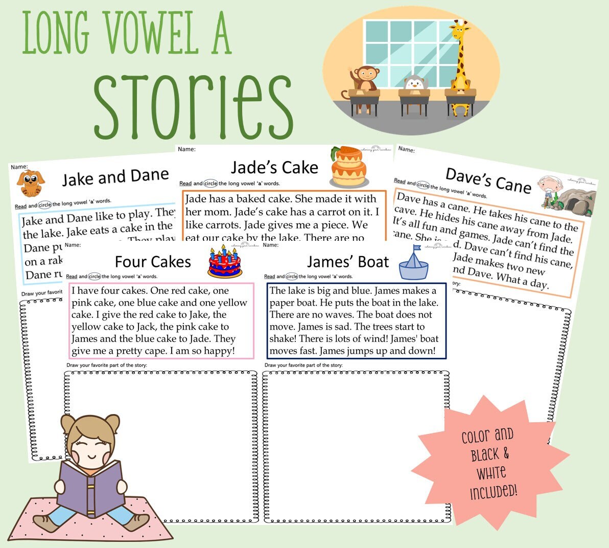 Long Vowel A Reading Comprehension Stories Long Vowel A Comprehension ...