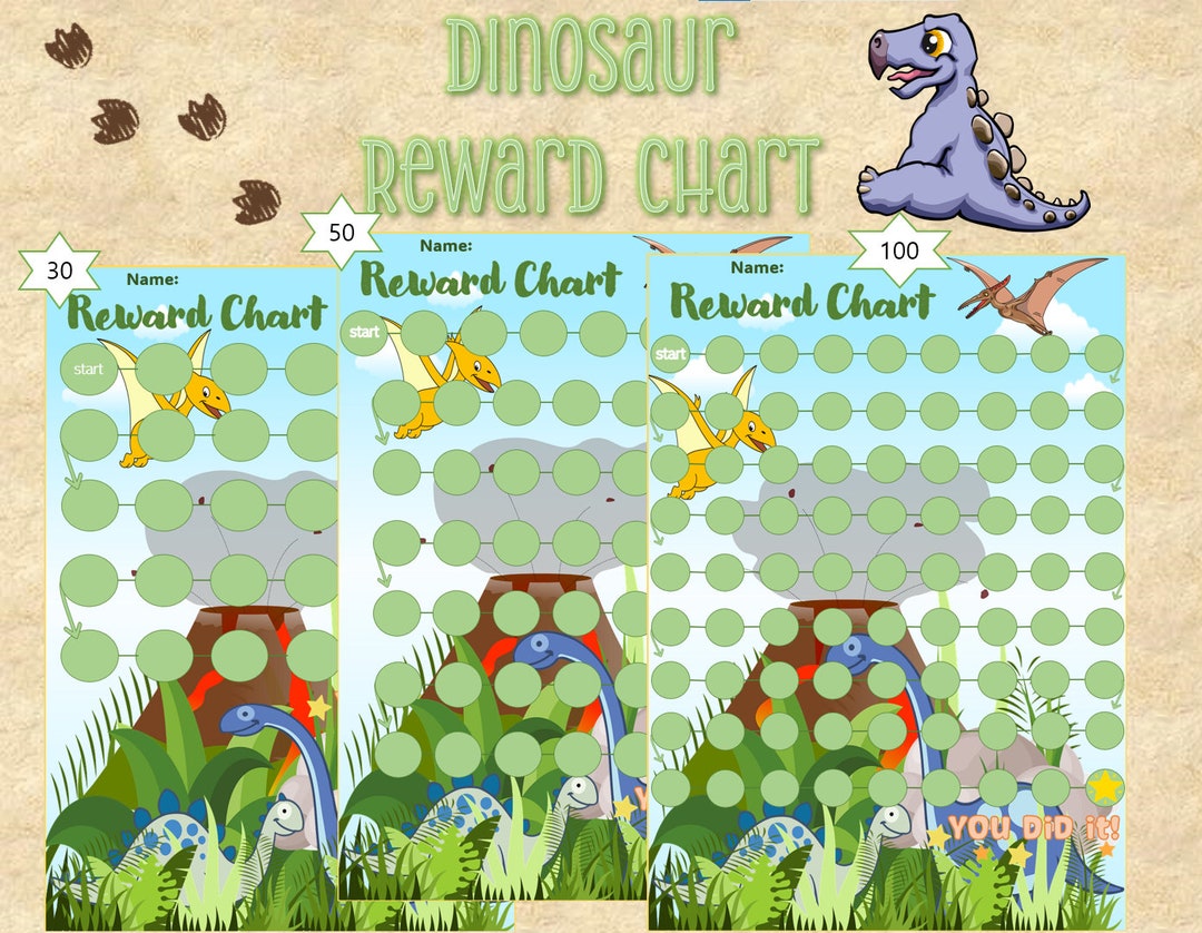 Dinosaur Reward Chart Toddler Sticker Chart Behavioural Chart for Kids ...