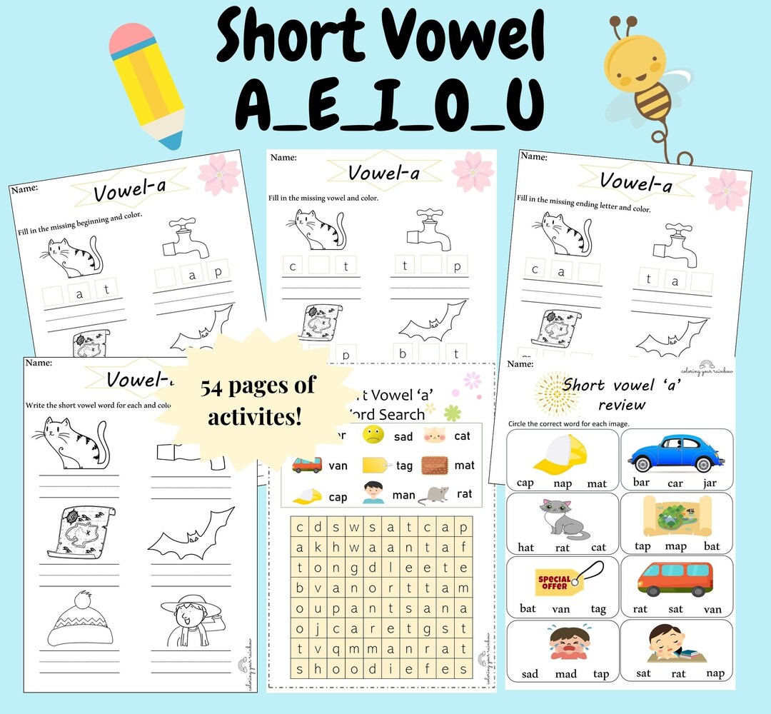 Short Vowel Worksheets | Printable Vowel Family Worksheets L Digital ...