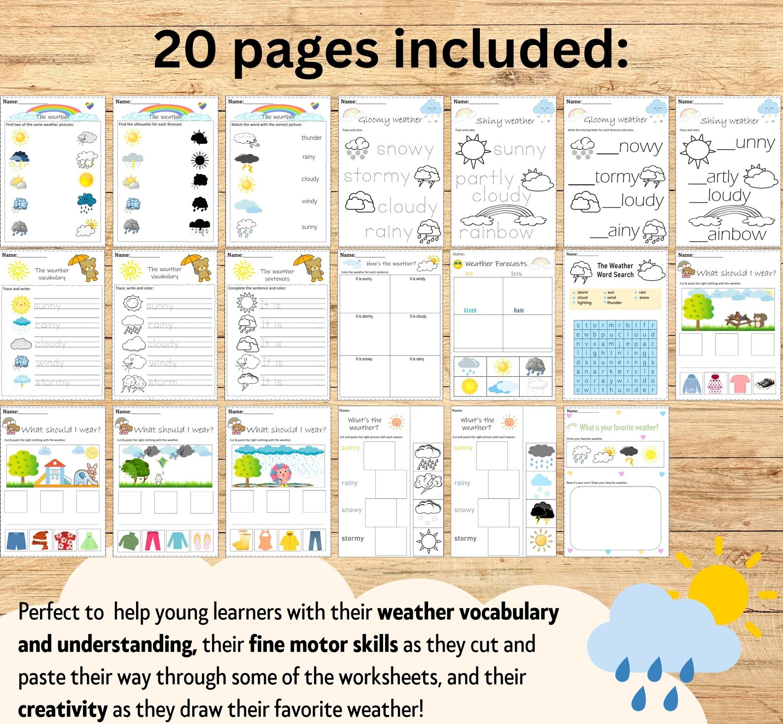Weather Activity Worksheets Printable Weather Vocabulary Worksheets for ...