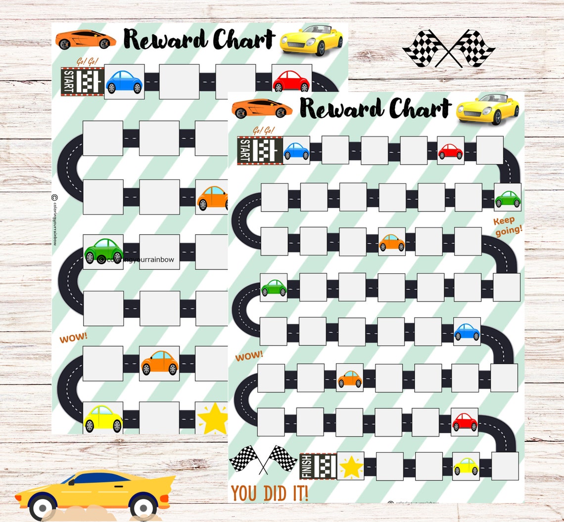 Race Car Reward Chart Printable Race Car Driver Sticker Good Behavior ...