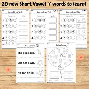 Short 'i' CVC Words L Vowel Family Activity Worksheetsl Phonics for ...