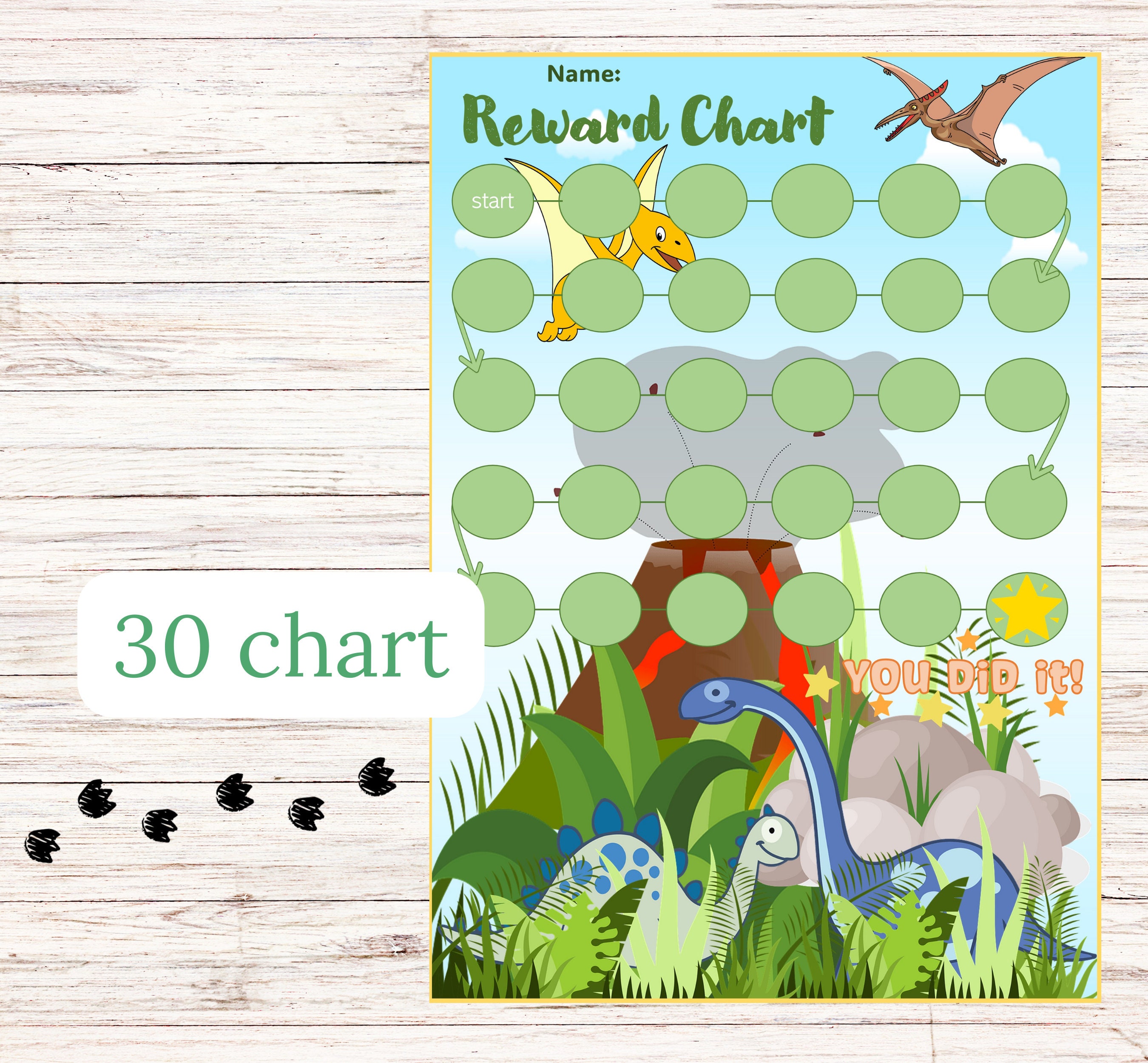 Dinosaur Reward Chart Toddler Sticker Behavioral Chart for Kids ...