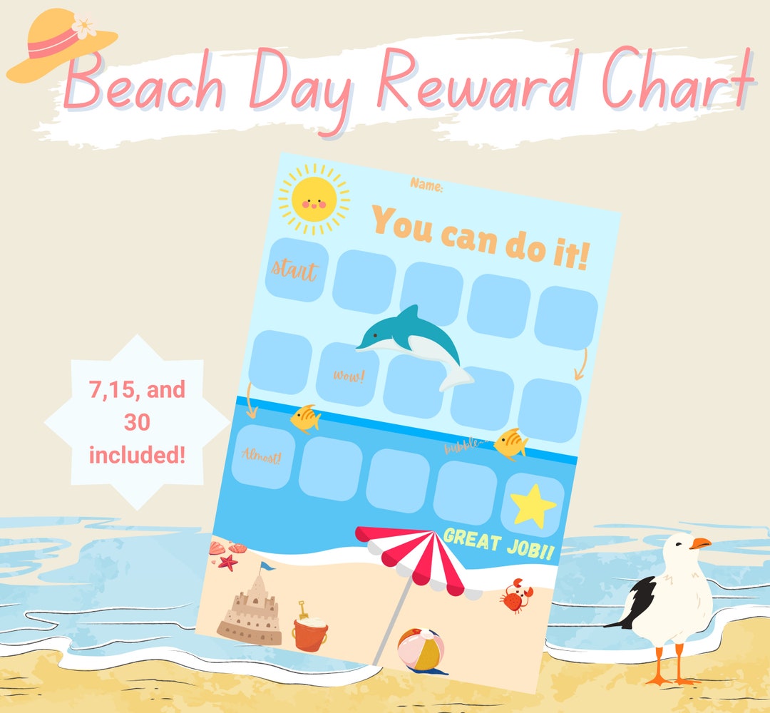 Summer Theme Beach Day Reward Chart Potty Training Toddler Sticker ...