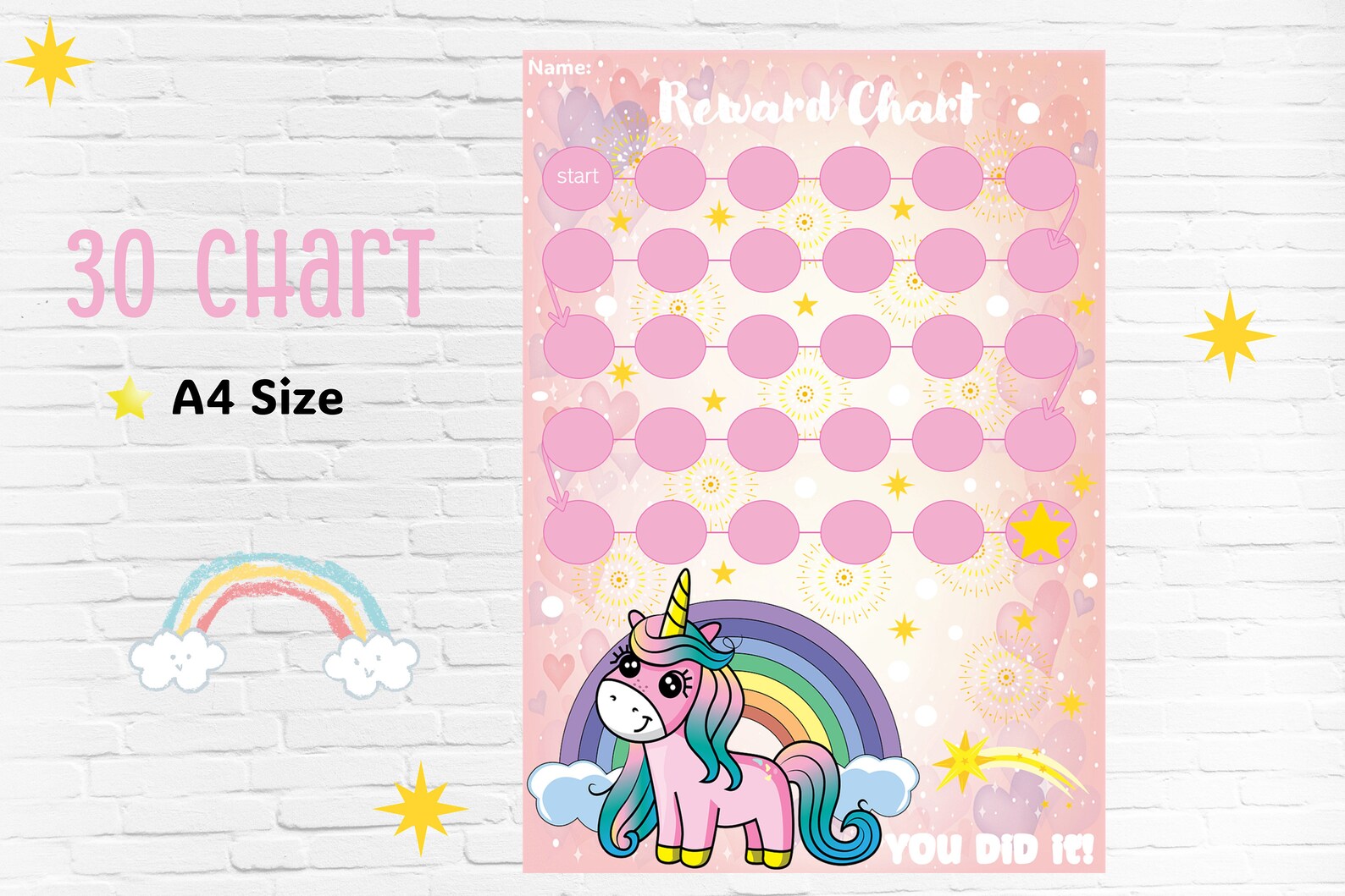 Magic Unicorn Reward Chart for Toddlers Printable Rainbow Potty ...