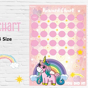 Magic Unicorn Reward Chart for Toddlers Printable Rainbow Potty ...
