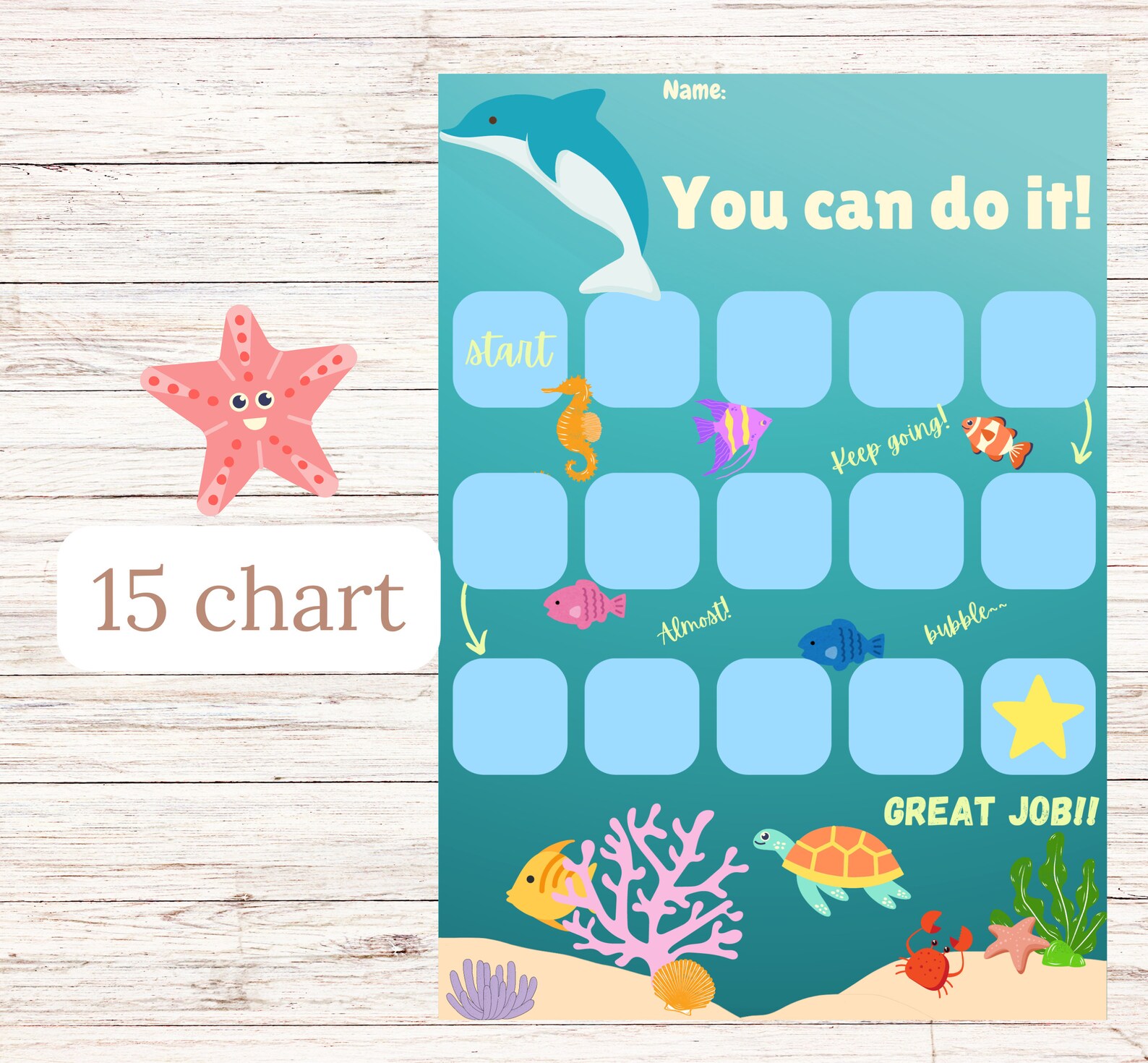 Ocean Theme Reward Chart Printable Sea Creatures Sticker Chart Potty ...
