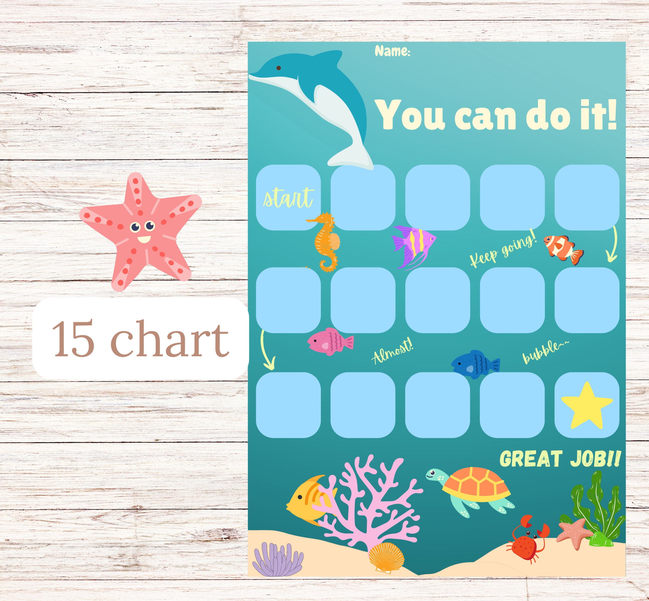 Ocean Theme Reward Chart Printable Sea Creatures Sticker Chart Potty ...