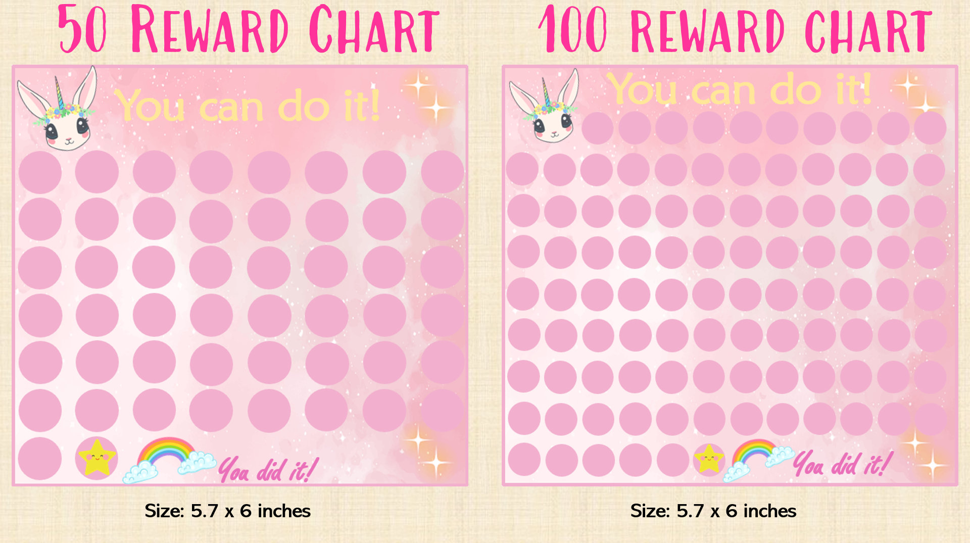 Pink Bunny Reward Chart Printable for Kids Bunny Sticker Chart for Good ...