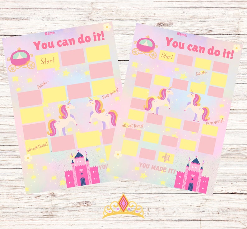 Fairytale Theme Reward Chart Princess Unicorn Sticker Chart Potty ...