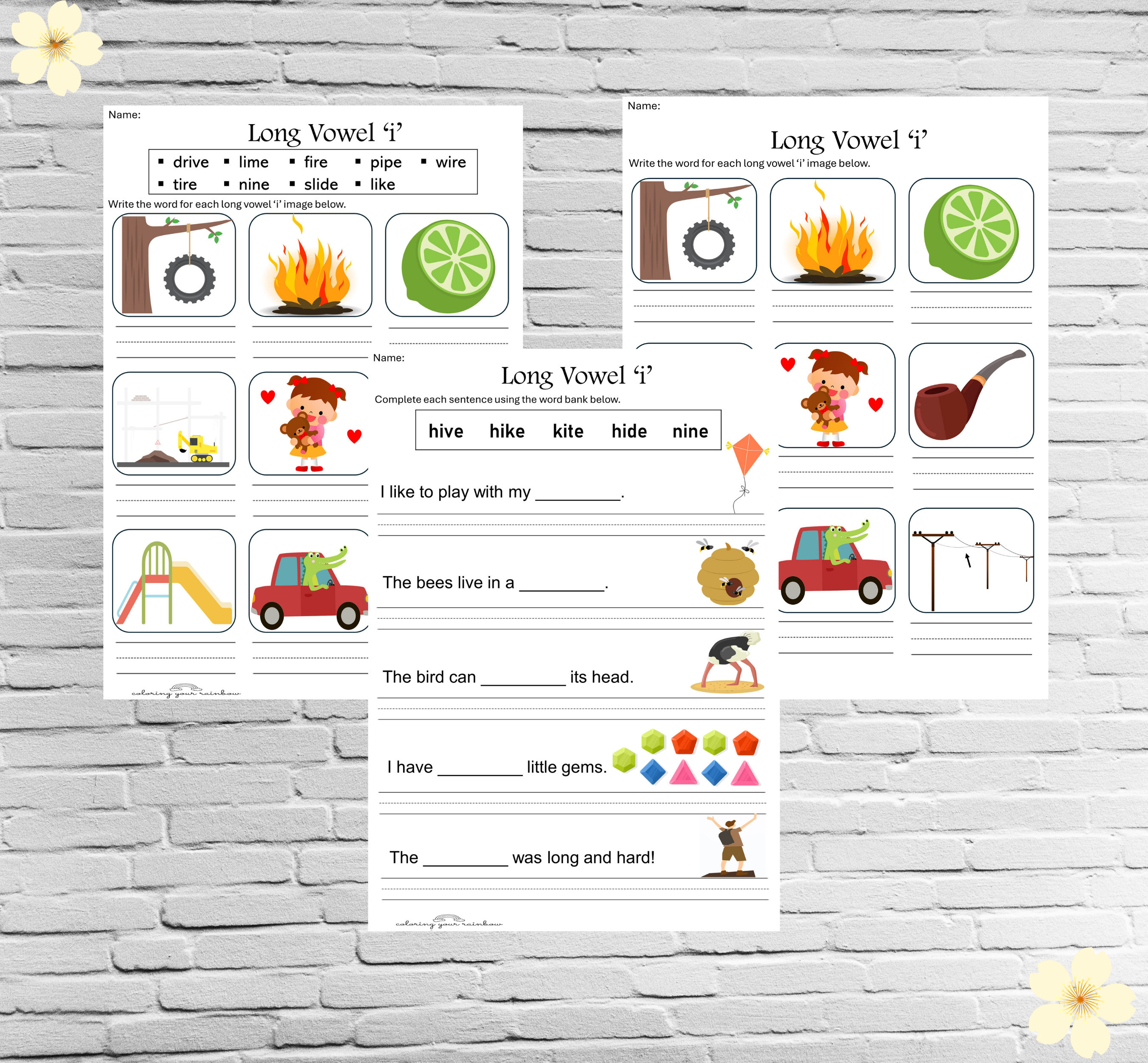 Long Vowel I Worksheet Magic E Phonics Practice Actvities Printables ...