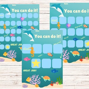 Ocean Theme Reward Chart Printable Sea Creatures Sticker Chart Potty ...