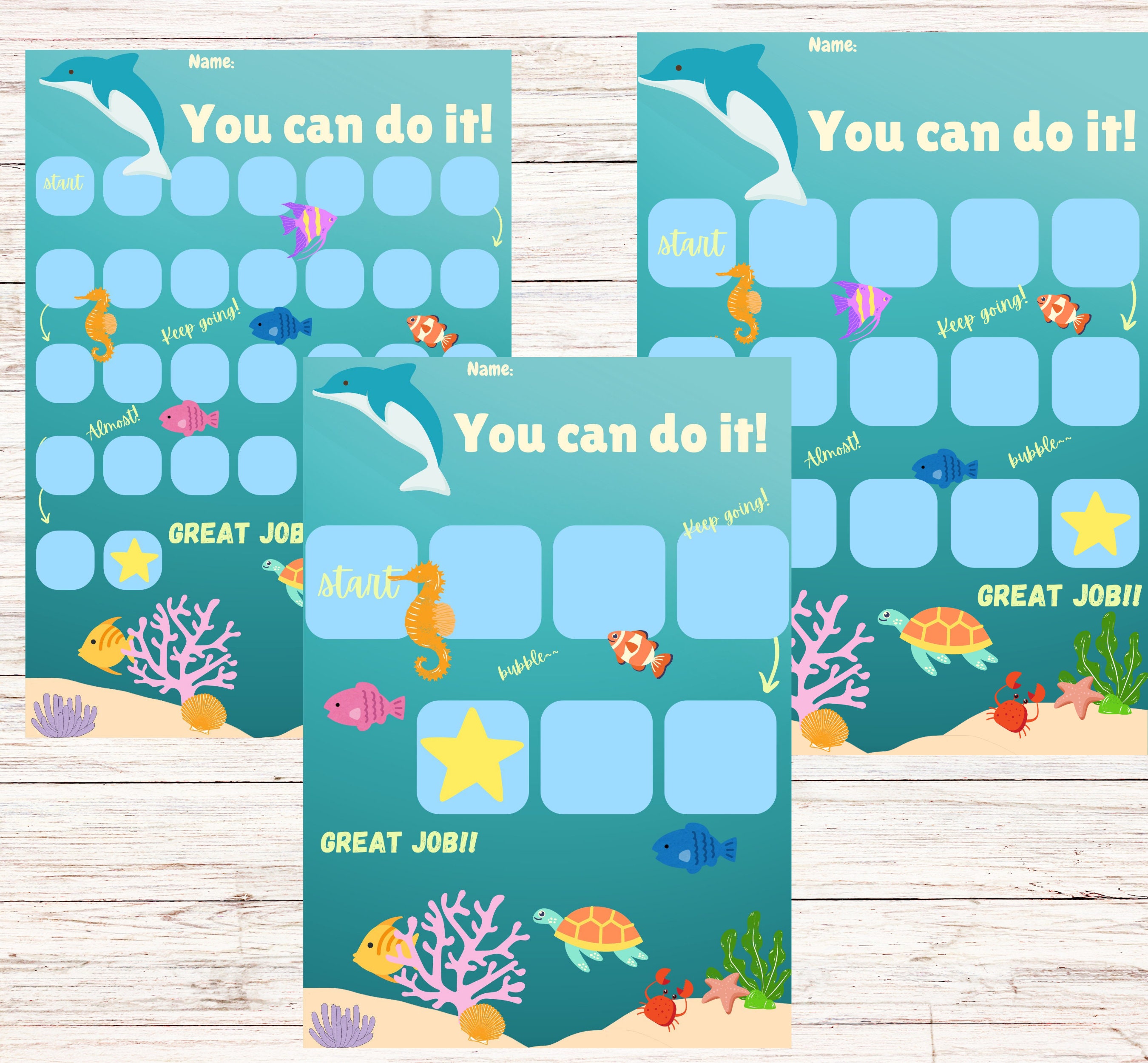 Ocean Theme Reward Chart Printable Sea Creatures Sticker Chart Potty ...
