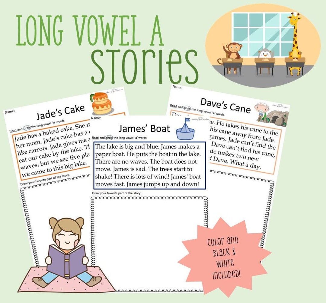 Long Vowel A Reading Comprehension Magic E Reading and Drawing ...