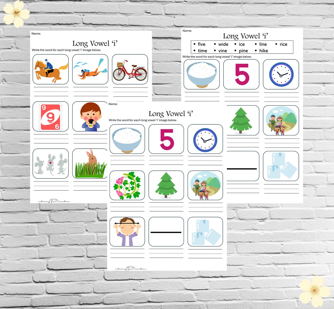 Long Vowel I Worksheet Magic E Phonics Practice Actvities Printables ...