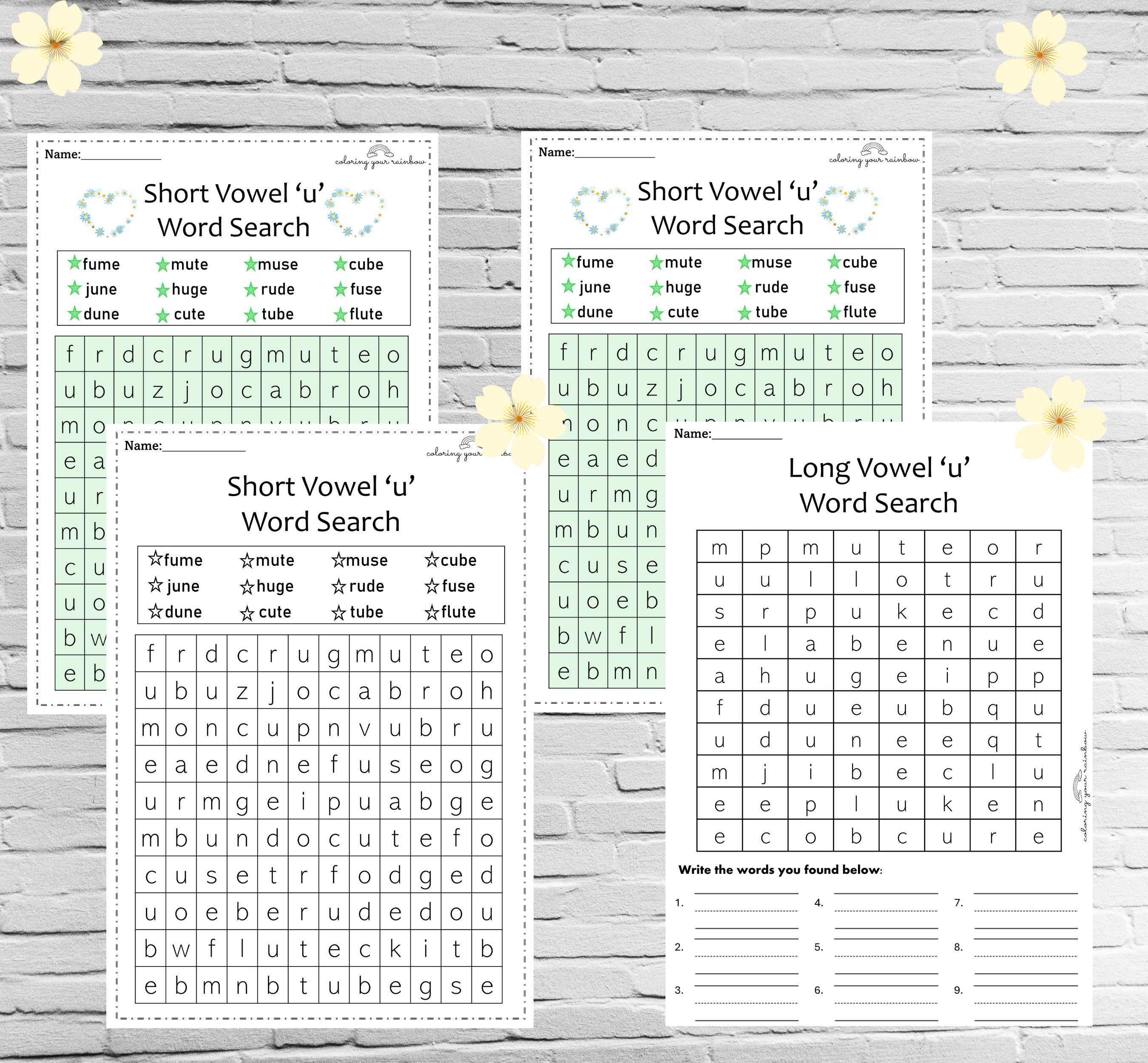 Long Vowel U Worksheets Magic E Phonics Practice Activities for First ...