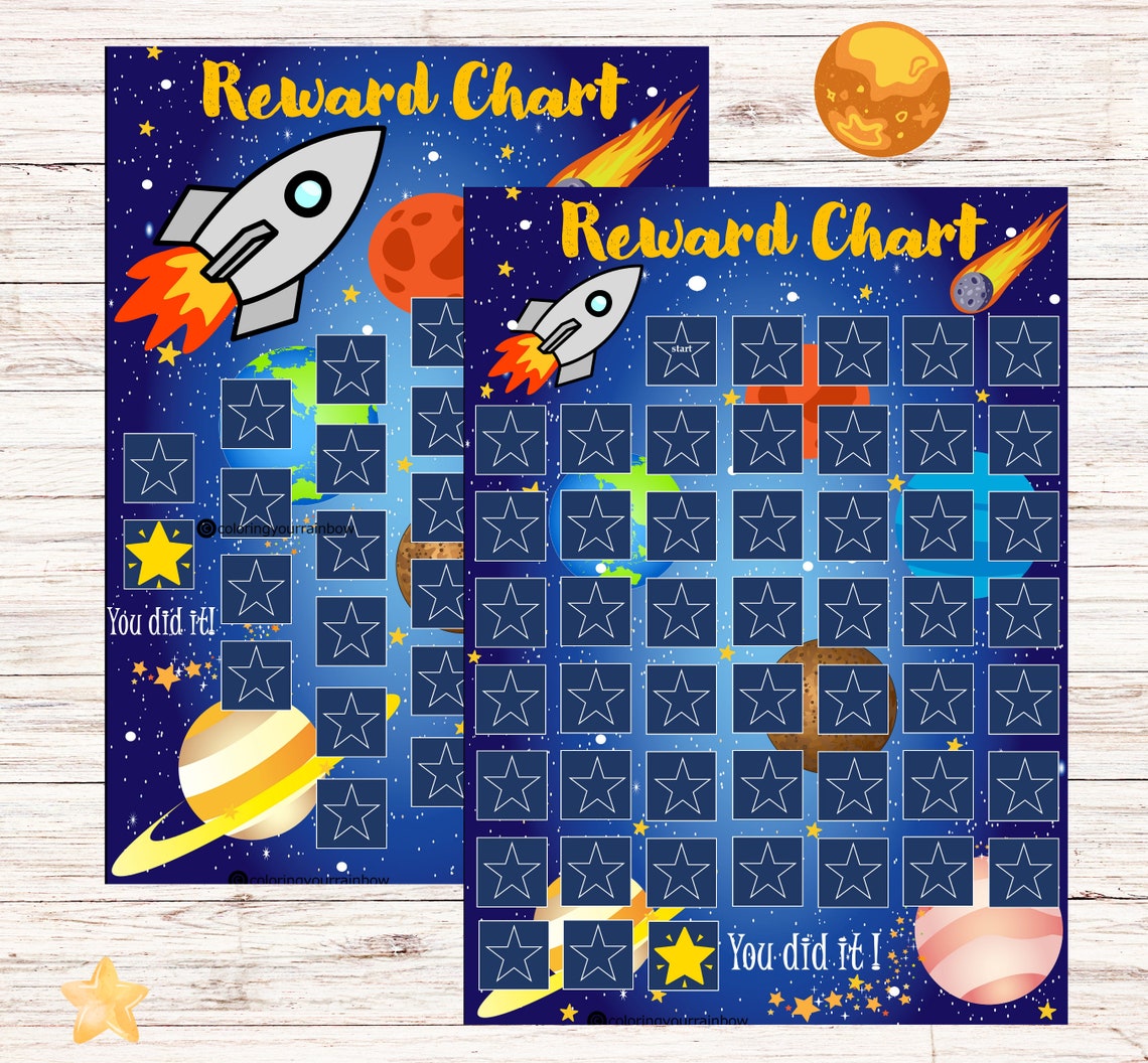 Space Themed Reward Chart L Incentive Positive Behavior Sticker Chart L ...