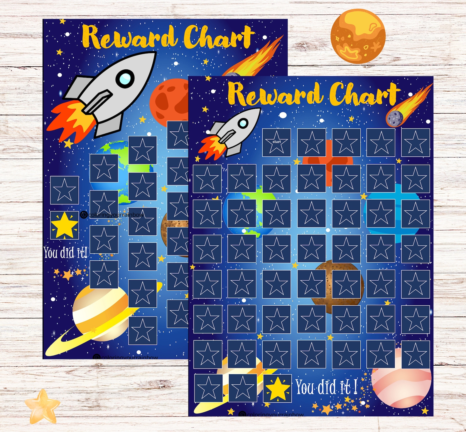 Space Themed Reward Chart L Incentive Positive Behavior Sticker Chart L ...