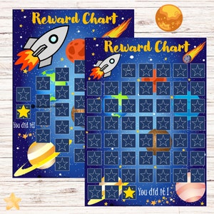 Space Themed Reward Chart L Incentive Positive Behavior Sticker Chart L ...