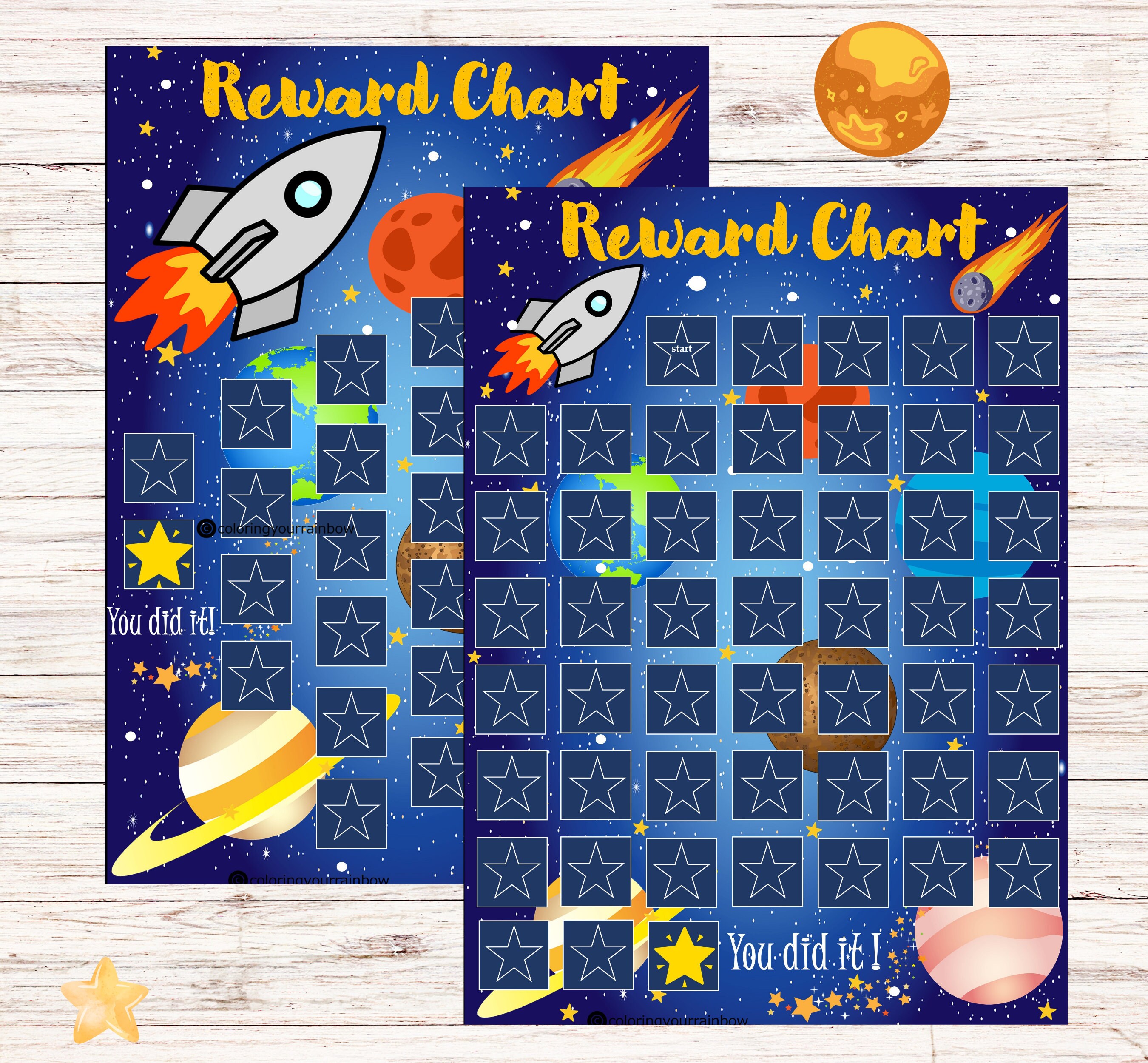 Space Themed Reward Chart L Incentive Positive Behavior Sticker Chart L ...