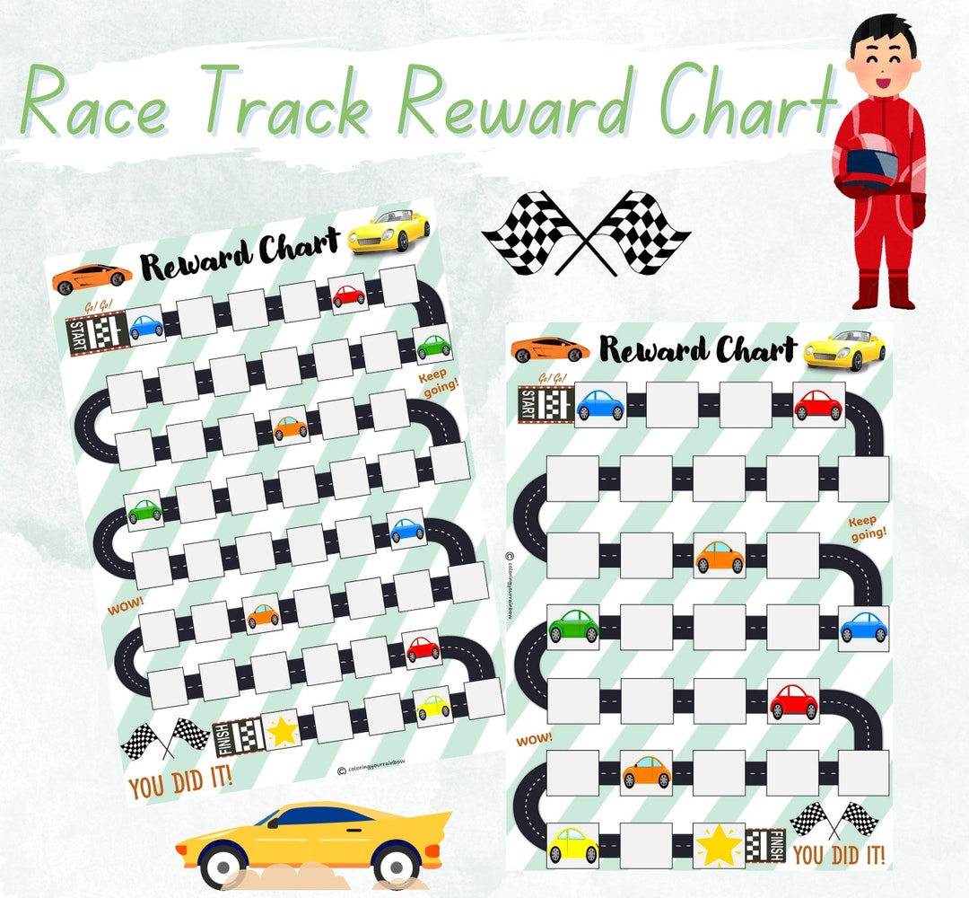 Race Car Reward Chart Printable Race Car Driver Sticker Good Behavior ...