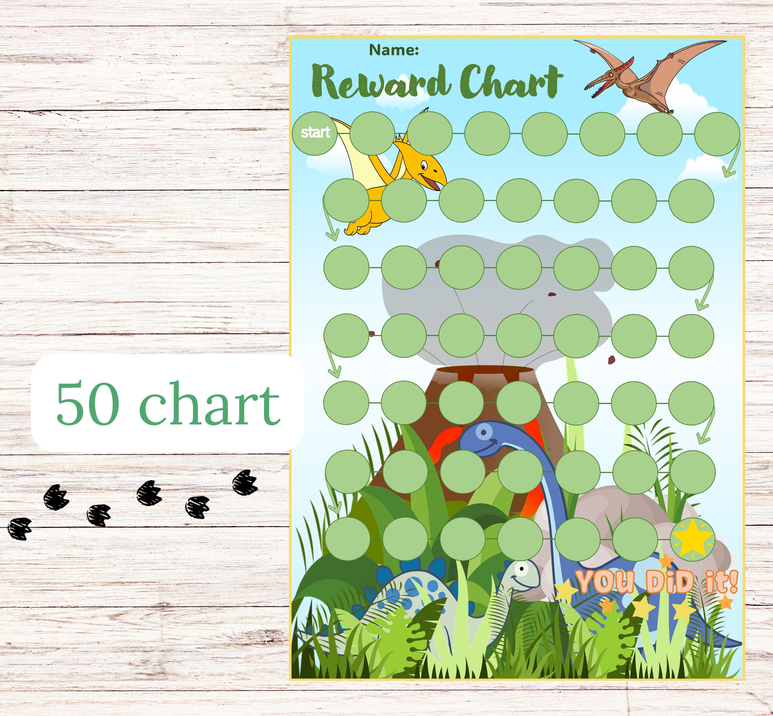 Dinosaur Reward Chart Toddler Sticker Behavioral Chart for Kids ...