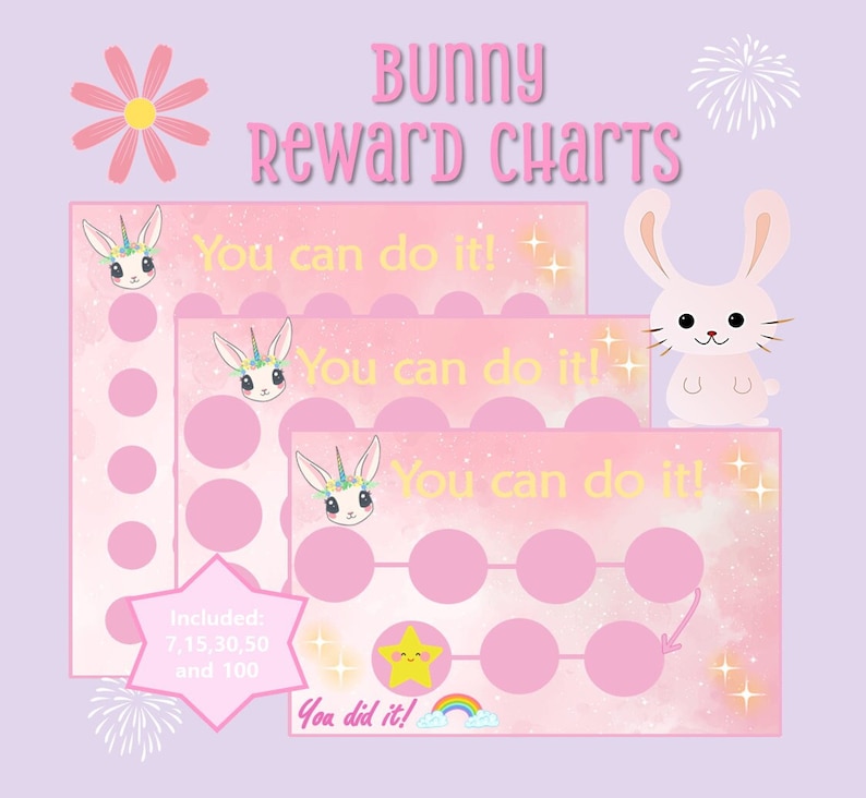 Bunny Reward Chart for Kids Printable Sticker Chart for Good Behaviour ...