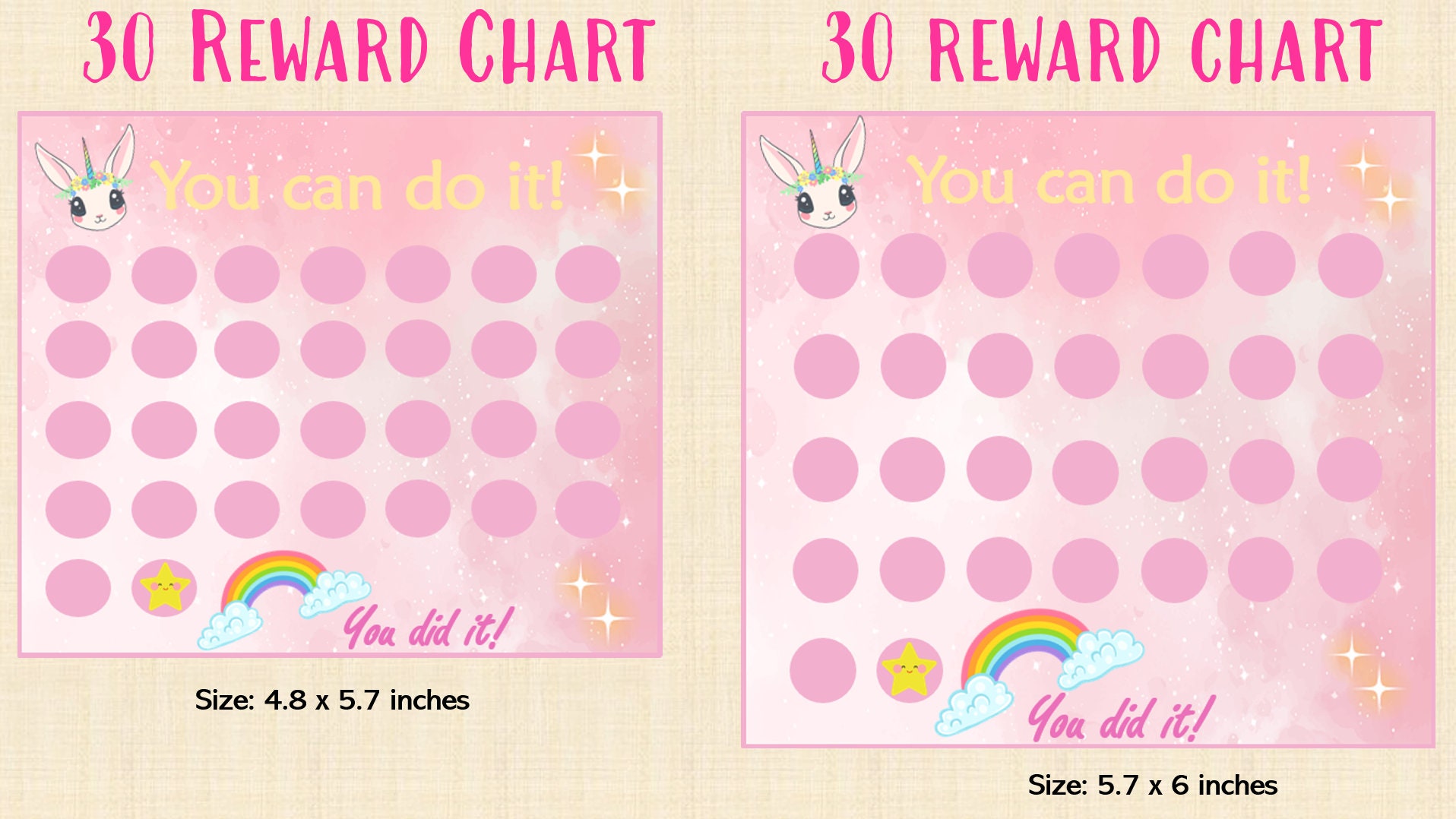 Pink Bunny Reward Chart Printable for Kids Bunny Sticker Chart for Good ...