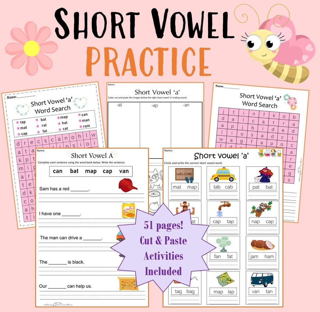 Short Vowel Worksheets for Kids CVC Review Printable L Digital Download ...