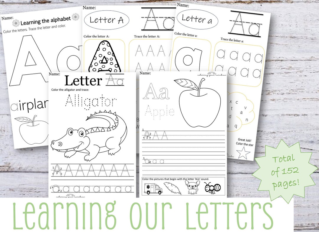 Alphabet Learning Bundle Printable Coloring Worksheets Kindergarten and ...