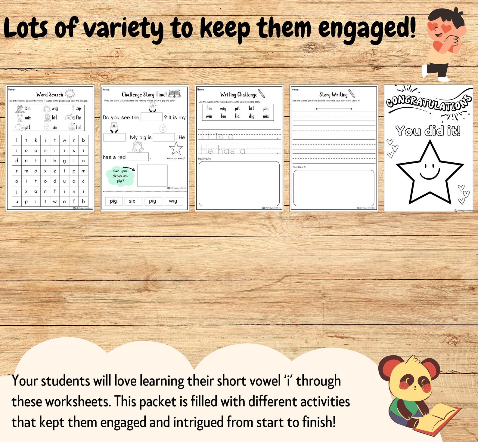 Short 'i' CVC Words L Vowel Family Activity Worksheetsl Phonics for ...