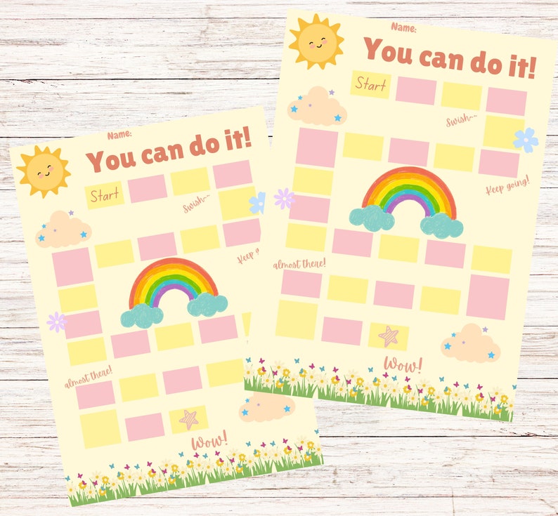 Rainbow Reward Chart for Kids and Good Behaviour Bright Summer Potty ...