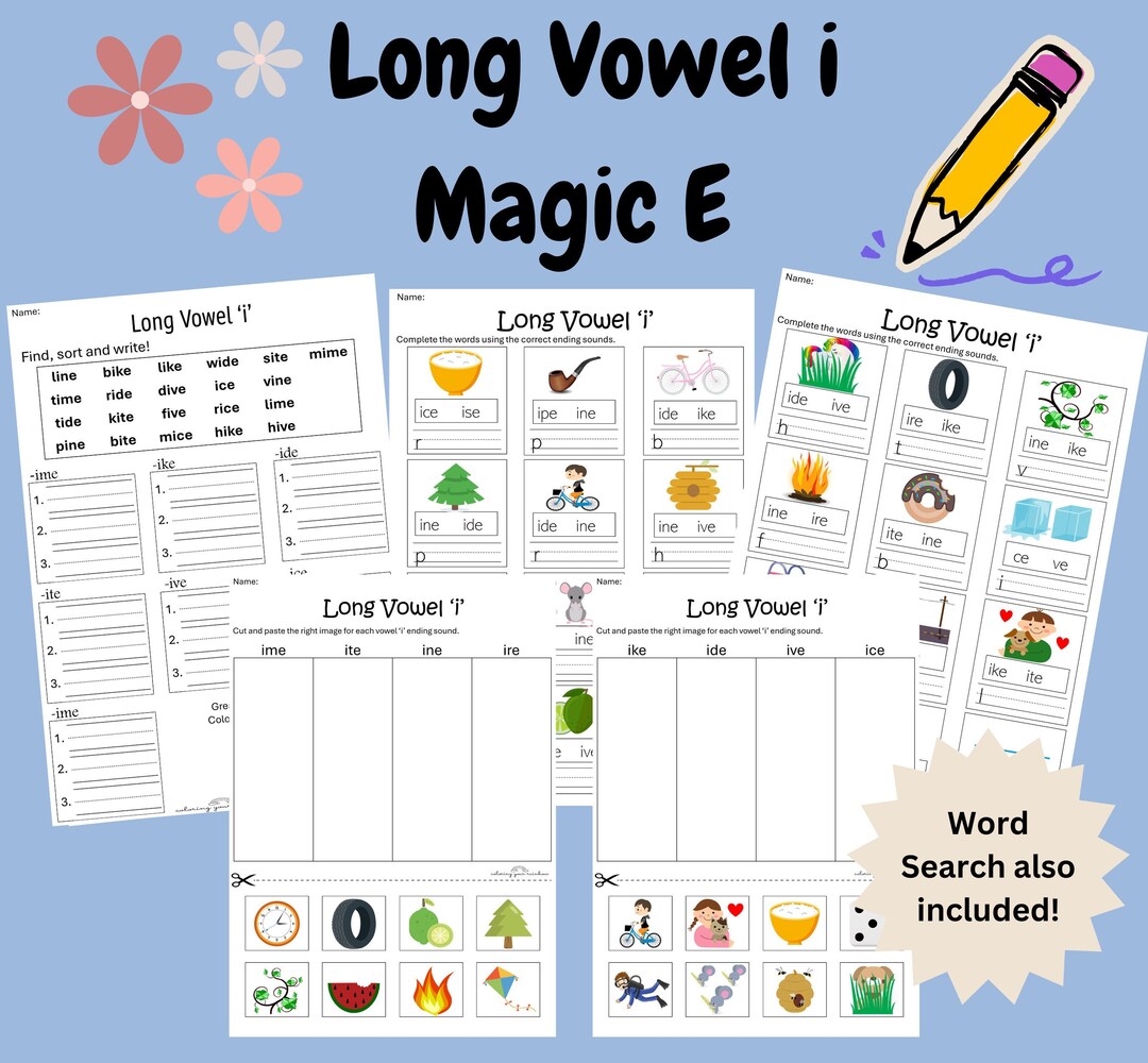 Long Vowel I Worksheet Magic E Phonics Practice Actvities Printables ...
