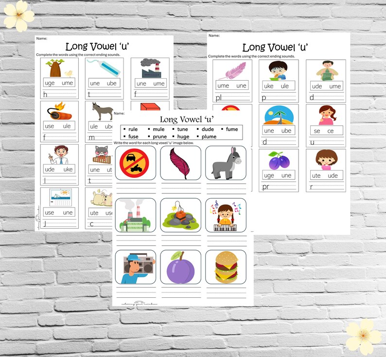 Long Vowel U Worksheets Magic E Phonics Practice Activities for First ...