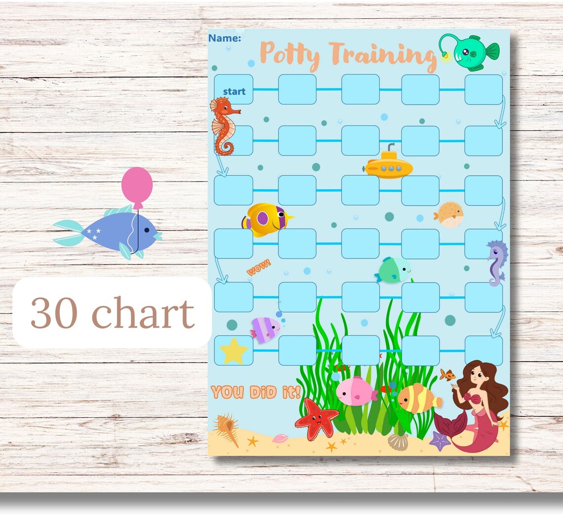 Ocean Potty Training Chart Under the Sea Printable Learning Fish Chart ...