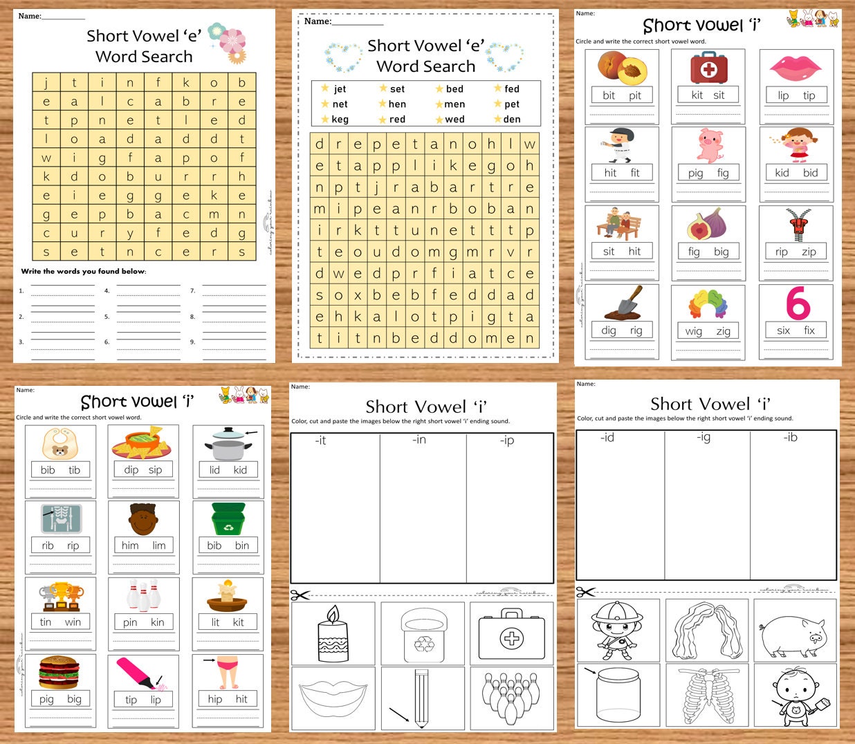Short Vowel Worksheets for Kids CVC Review Printable L Digital Download ...