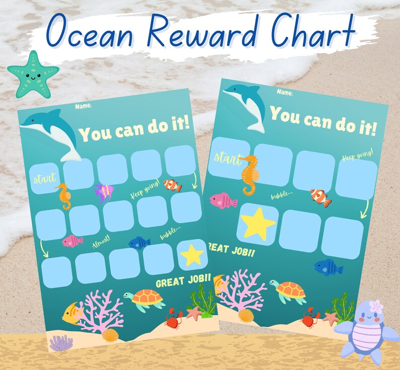 Ocean Theme Reward Chart Printable Sea Creatures Sticker Chart Potty ...