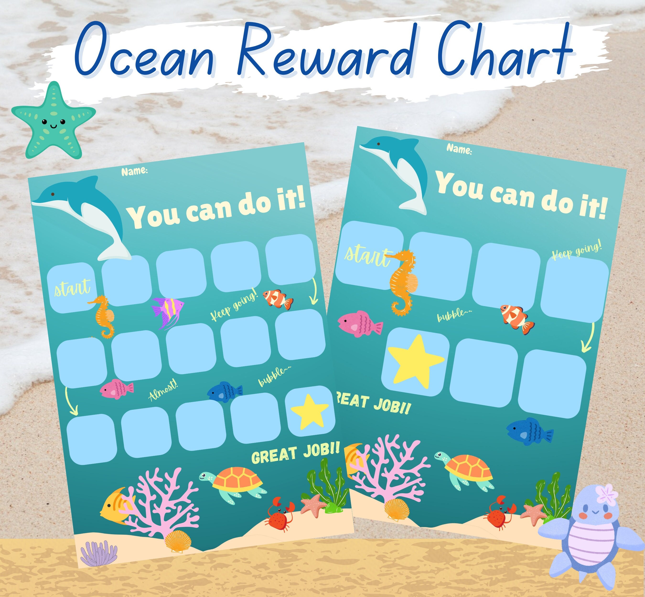 Ocean Theme Reward Chart Printable Sea Creatures Sticker Chart Potty ...