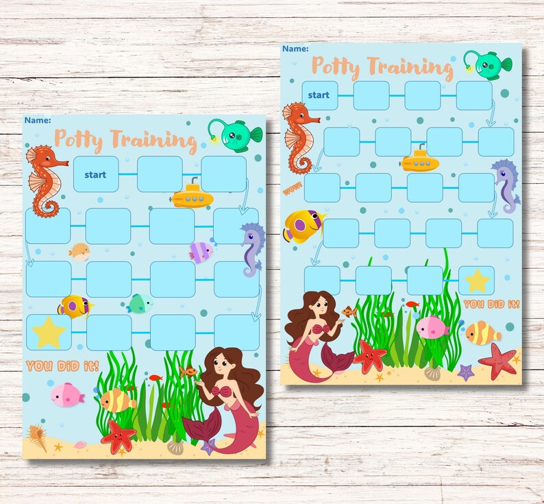 Ocean Potty Training Chart Under the Sea Printable Learning Fish Chart ...