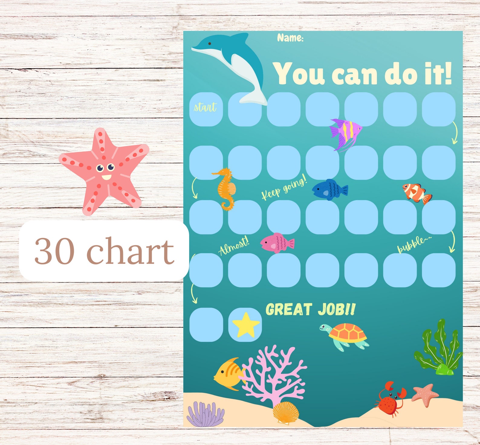 Ocean Theme Reward Chart Printable Sea Creatures Sticker Chart Potty ...