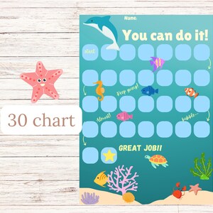 Ocean Theme Reward Chart Printable Sea Creatures Sticker Chart Potty ...