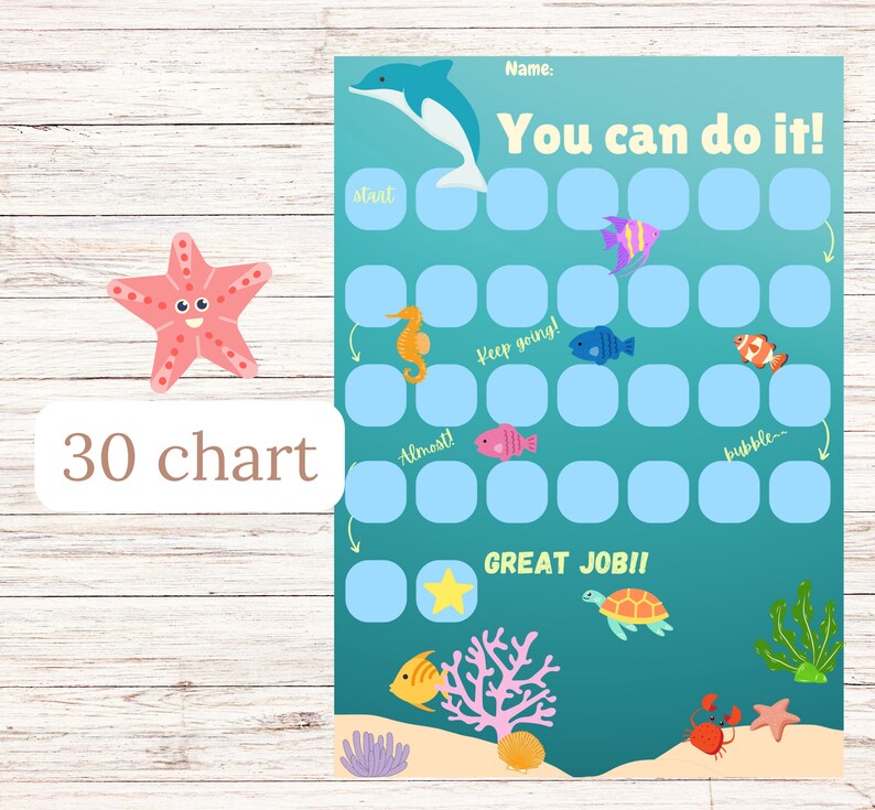 Ocean Theme Reward Chart Printable Sea Creatures Sticker Chart Potty ...