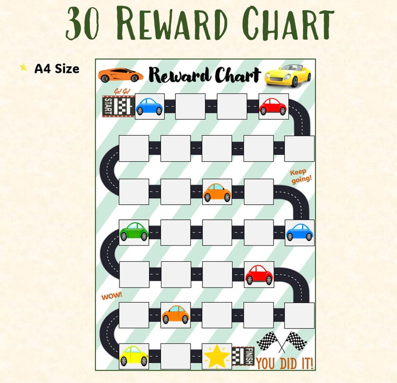 Race Car Reward Chart Printable Car Sticker Chart for Kids Reward Chart ...