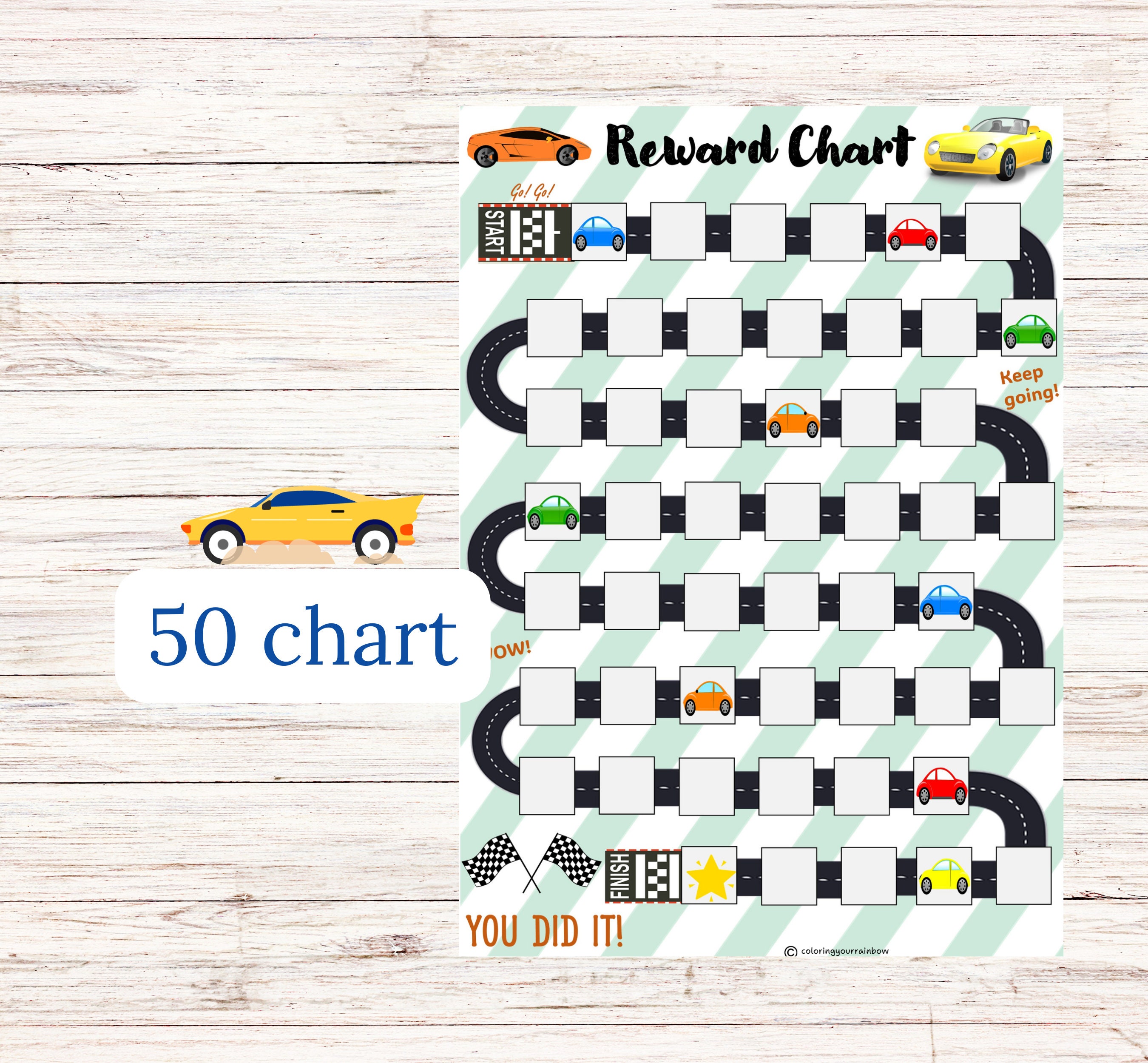 Race Car Reward Chart Printable Race Car Driver Sticker Good Behavior ...