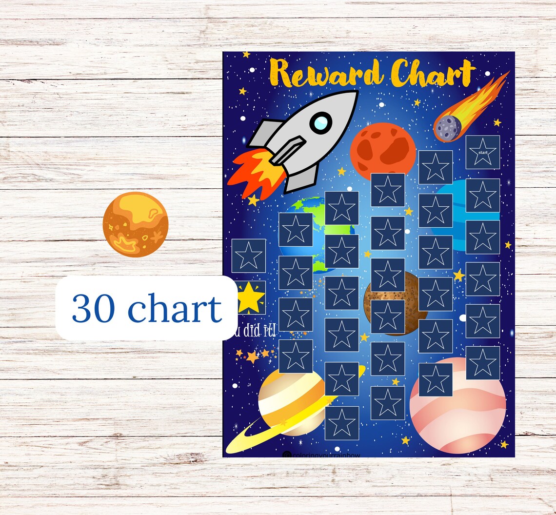 Space Themed Reward Chart L Incentive Positive Behavior Sticker Chart L ...
