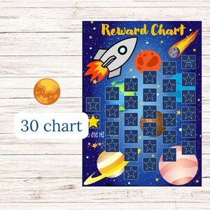 Space Themed Reward Chart L Incentive Positive Behavior Sticker Chart L ...