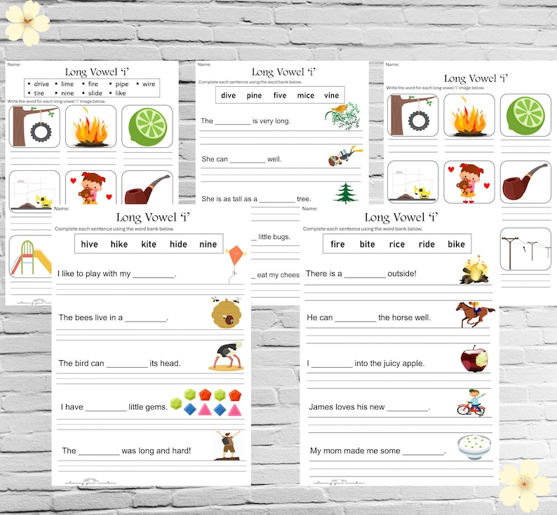 Long Vowel I Worksheet Magic E Phonics Practice Actvities Printables ...