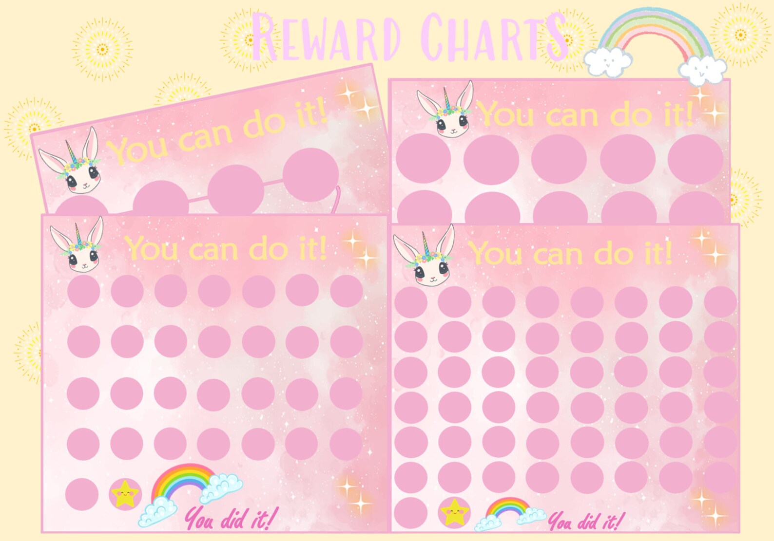 Pink Bunny Reward Chart Printable for Kids Bunny Sticker Chart for Good ...